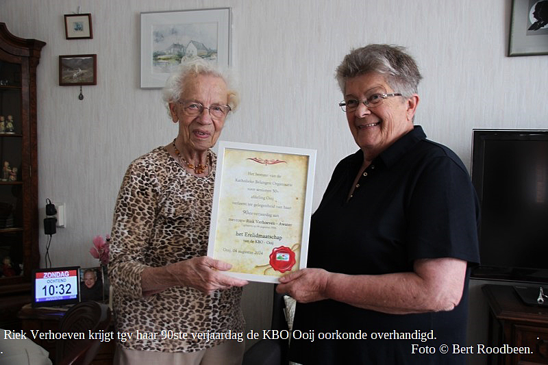 Mevr. Riek Verhoeven – Awater uit Ooij 90 jaar
